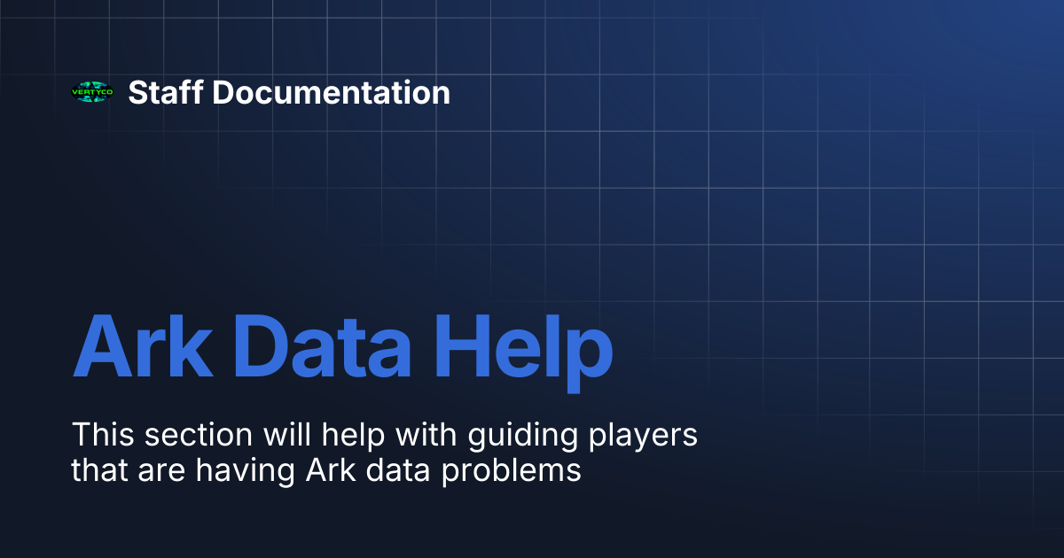 Ark Data Help | Staff Documentation